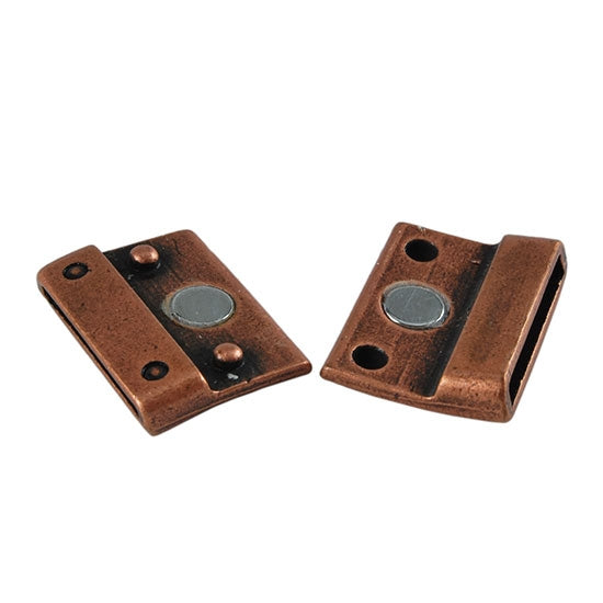 Antique Copper Plate Magnetic Leather Clasp - Rivet 20mm - 1 Set – Cool ...